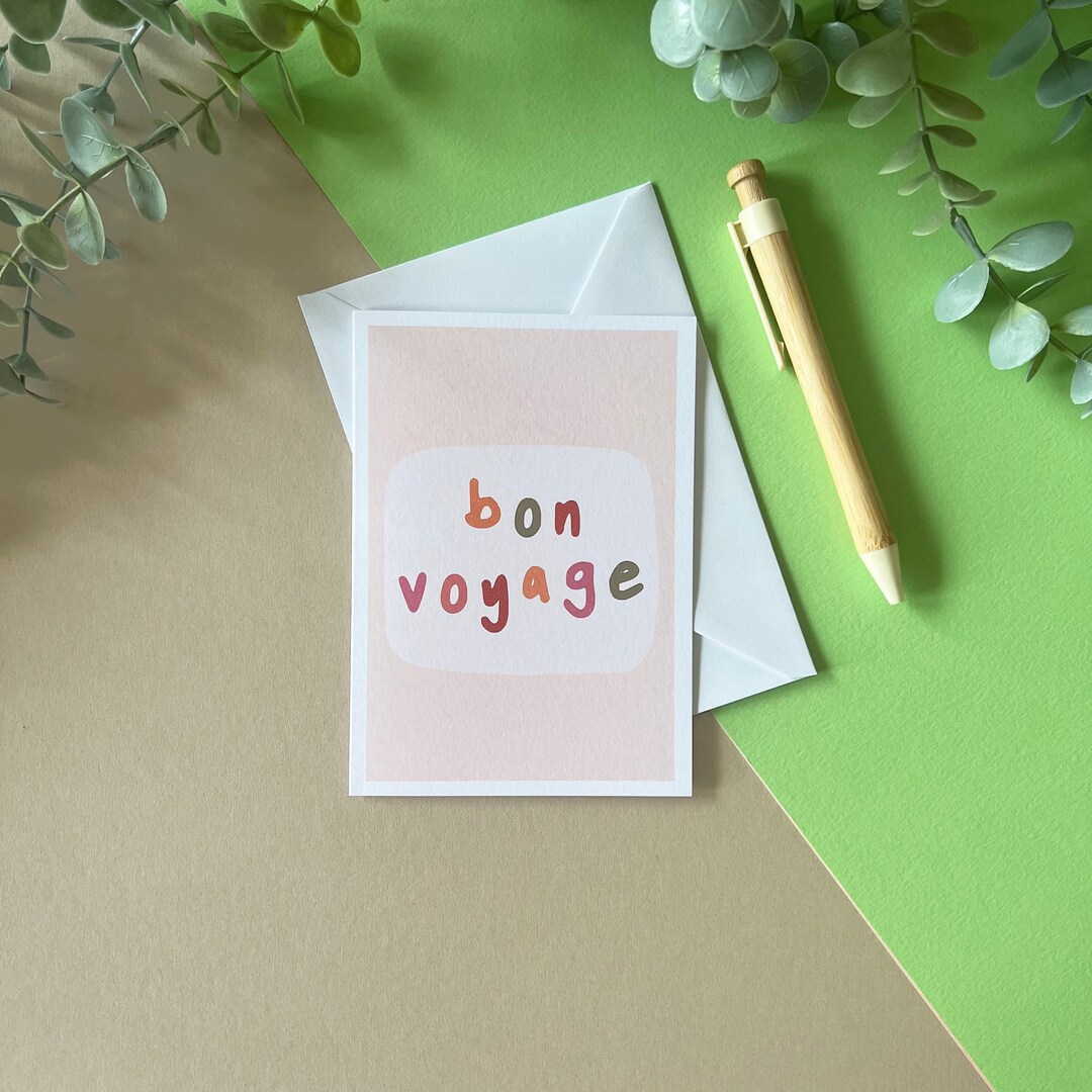 Leaving Bon Voyage Card / Greetings Card A6 - Hand Drawn Illustration ...