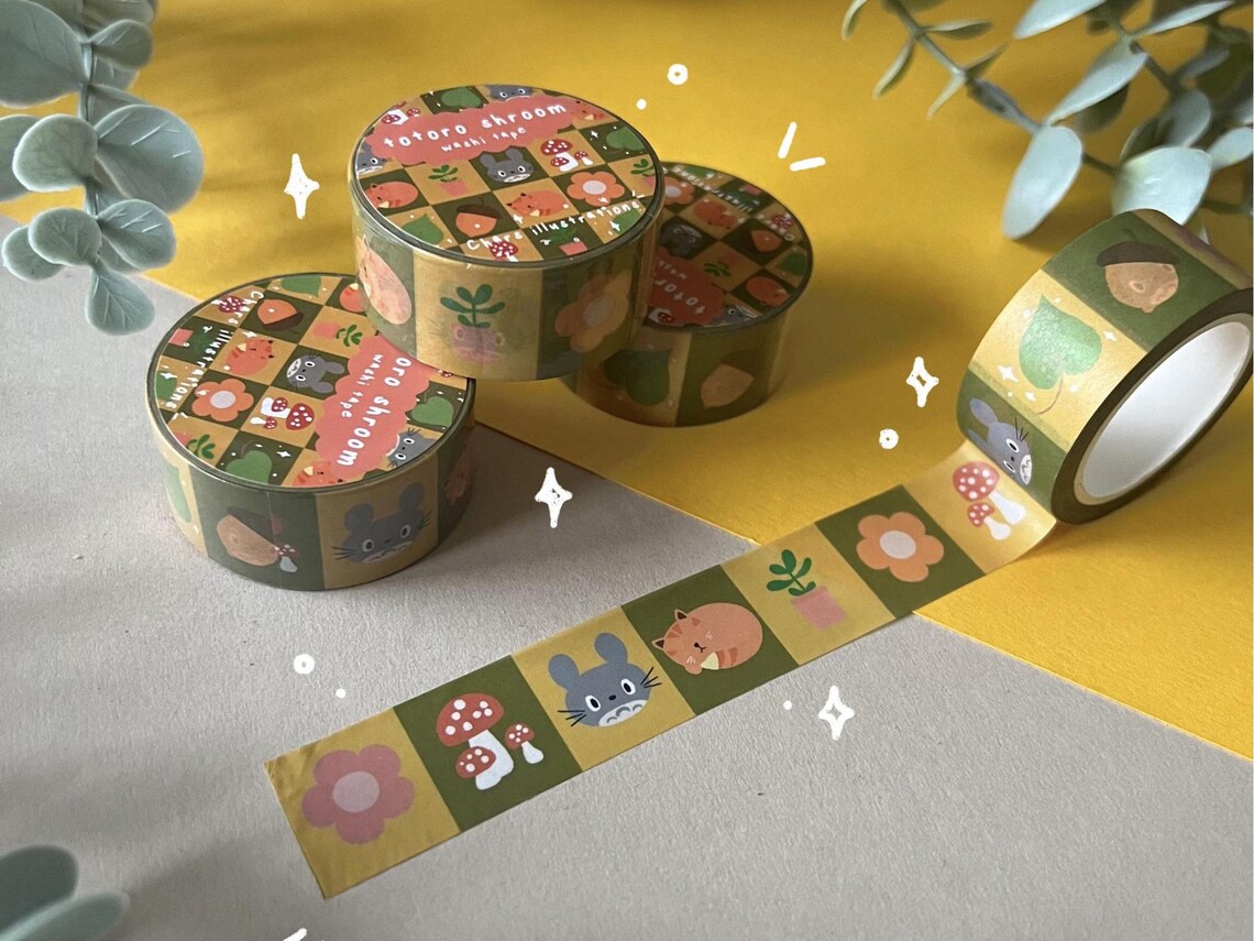 Cute Anime Characters Retro Checked 20mm Washi Tape / Digital Art, Cute ...