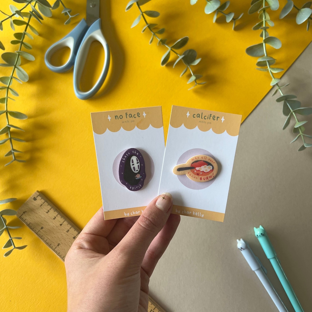 No Face Calcifer Cute Anime Character Acrylic Pin - Digital Art, Cute ...