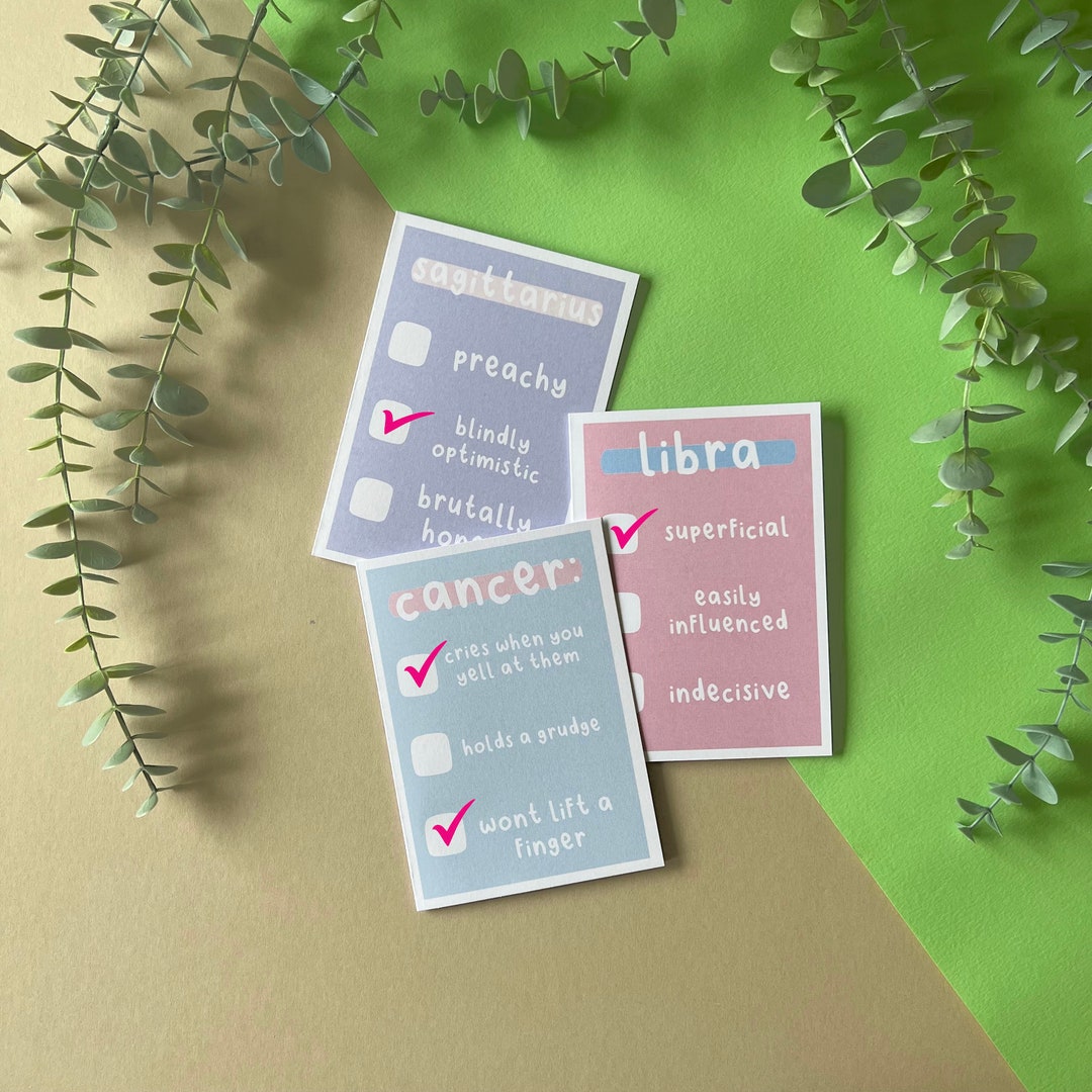 Personality Trait Tick Star Sign Cute Birthday Card / Greetings Card A6 ...