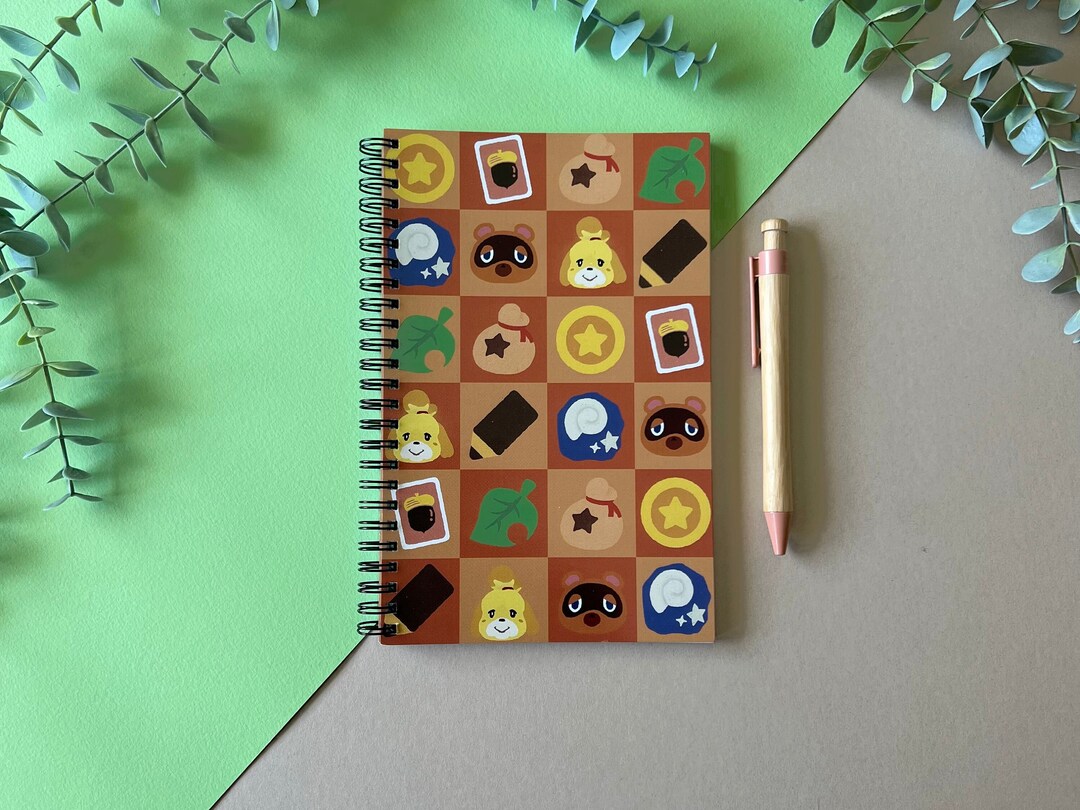 Cute Animal Crossing Retro Checked A5 Spiral Bound Lined Notebook ...