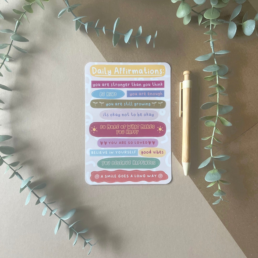 Daily Affirmations Illustration Sticker Sheet / Digital Art, Cute ...