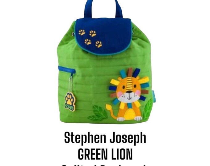 Stephen Joseph Green Lion Quilted Backpack - Etsy