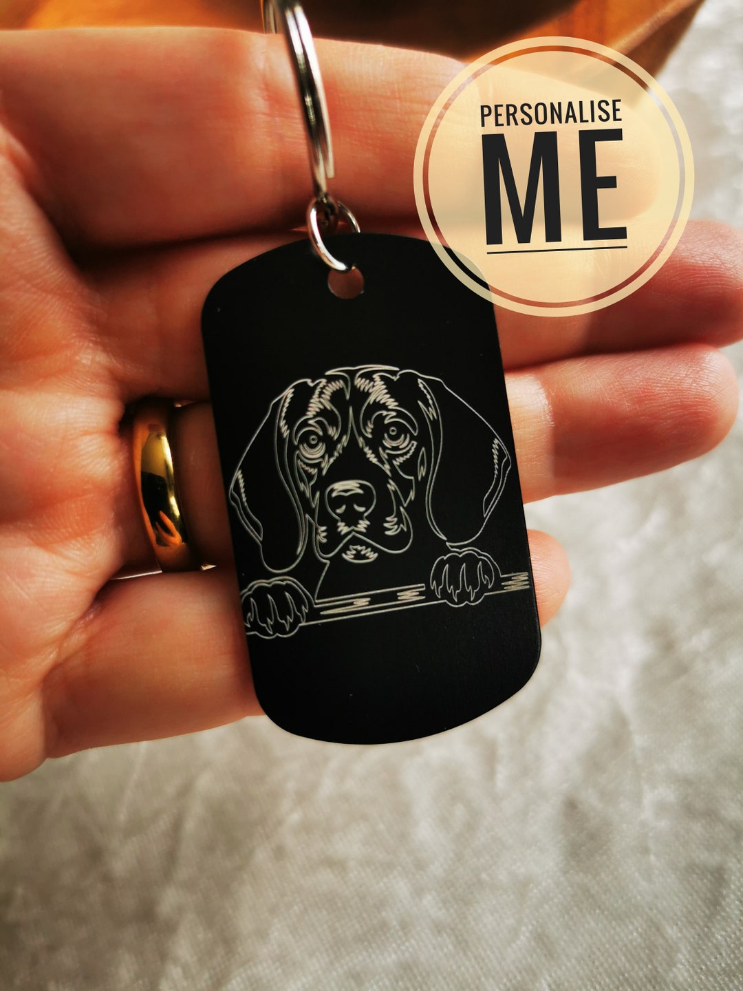 Cute Personalised Laser Engraved Beagle Keyring, Mother's Day Key Chain ...