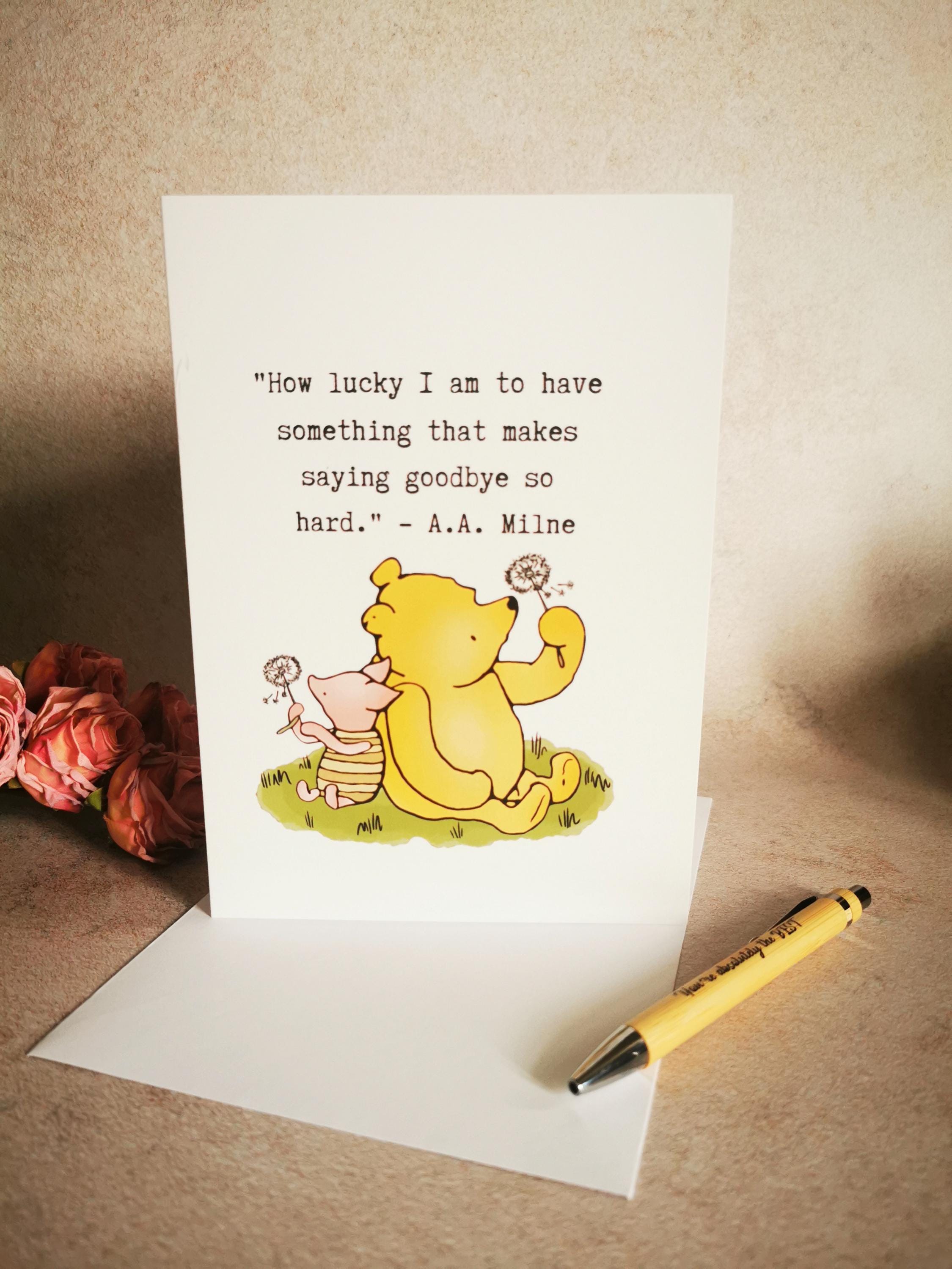 Winnie the Pooh Sympathy Card, A.A. Milne Quote, Comforting Goodbye ...