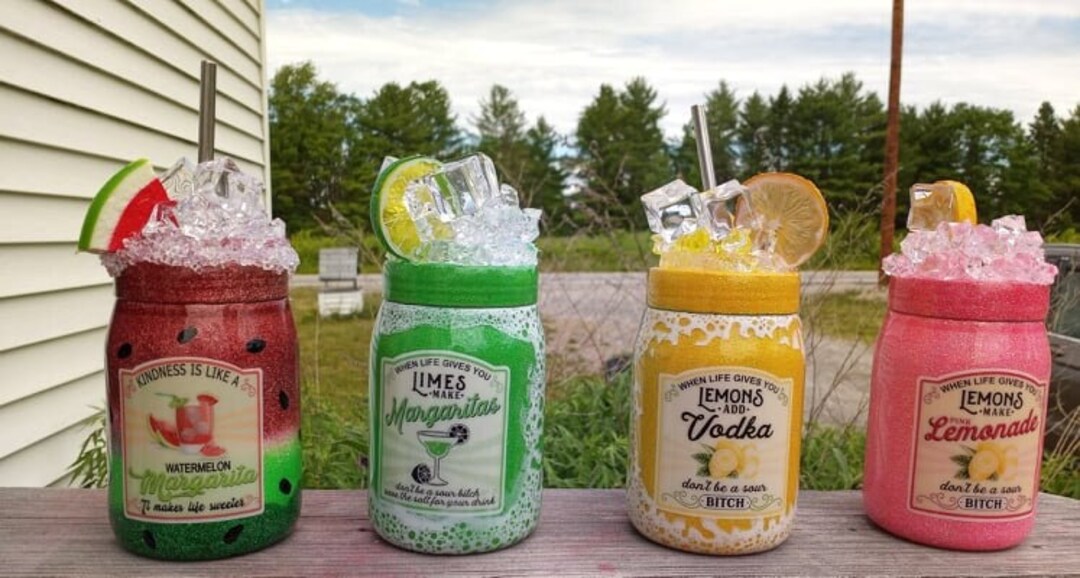 Lemonade Mason Jar Style/ Summer Mason Jar Style/ Custom Tumbler/ Ice ...