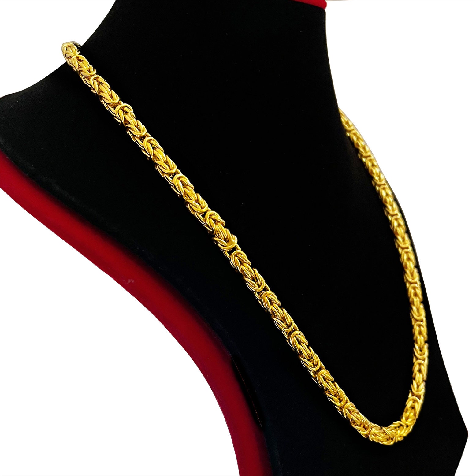 Fine Jewelry 18 Kt, 22 Kt Real Solid Yellow Gold Byzantine Chain ...