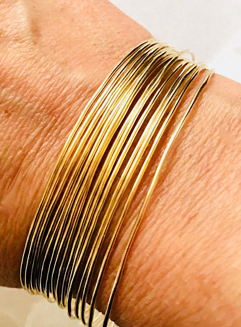 Fine Jewelry 18kt, 22kt Yellow Real Gold 15 Set of Thin Stacking ...