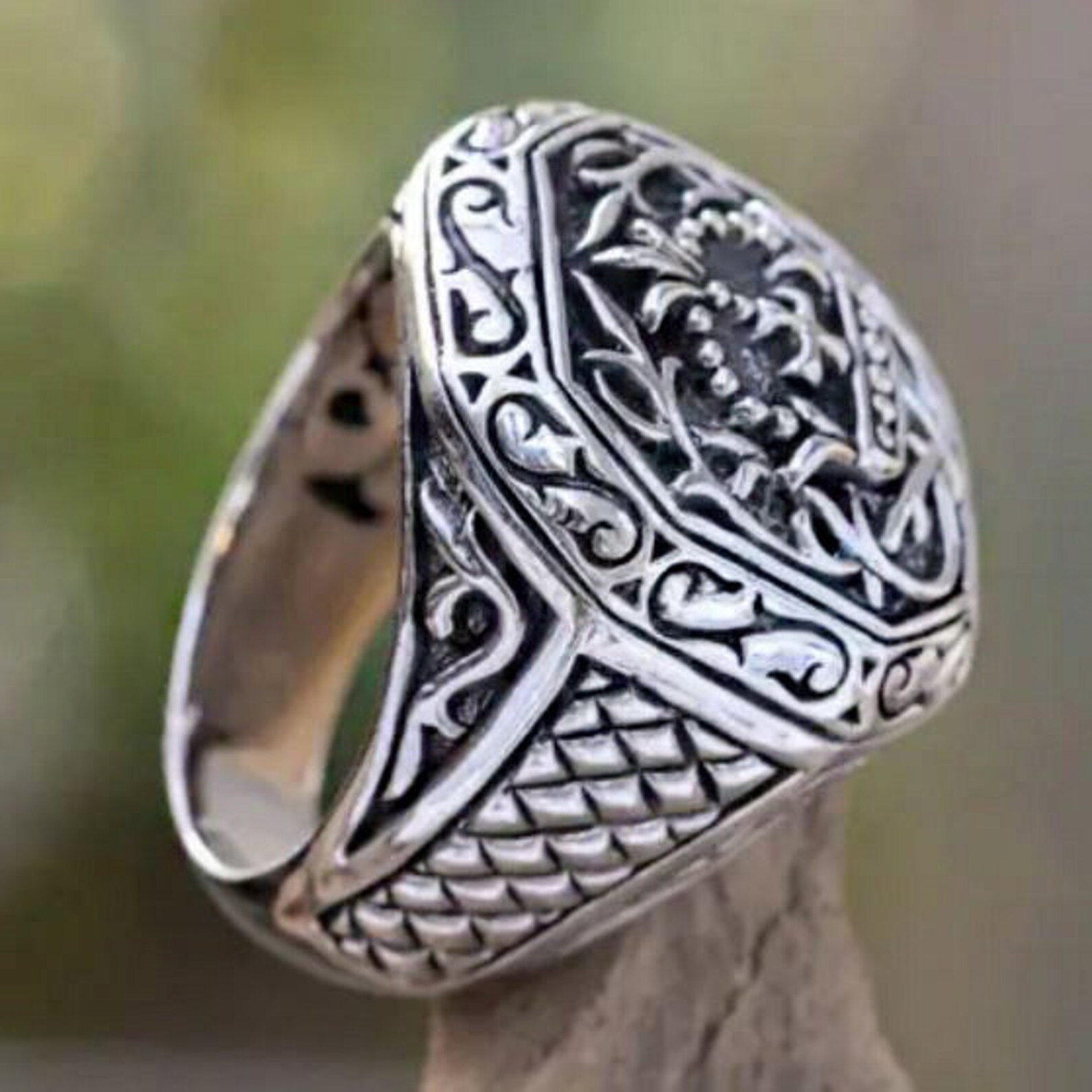 14K, 18K Real Solid White Gold Cross Signet Ring, Hallmark Handmade ...