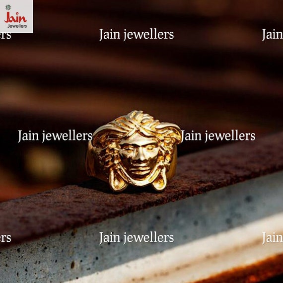 18K 22K Real Solid Yellow Gold Medusa Ring Hallmark Handmade Unique Wedding Ring For Men s Women s