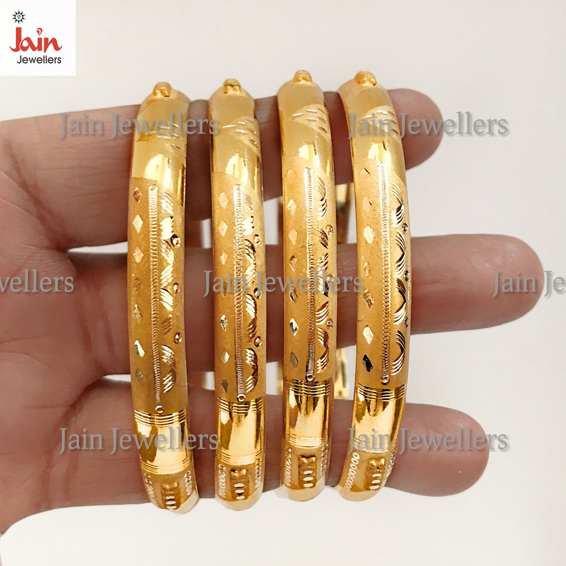Handmade 22K Yellow Gold Indian Bangles: Classy Slip-on Design - Etsy