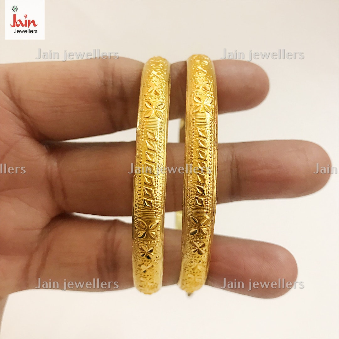 Fine Jewelry 14K, 18K Real Yellow Gold Bangles, Hallmark Handmade ...