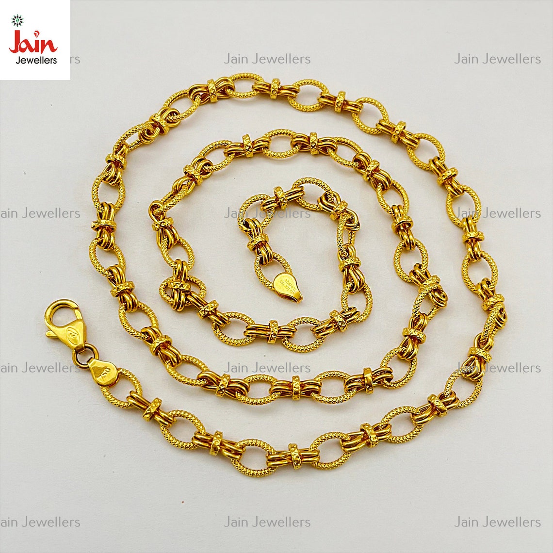 18 Kt, 22 Kt Hallmark Real Gold Cable Link Chain Men's Necklace Width ...