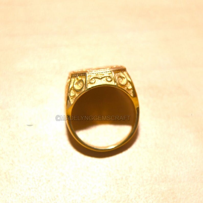 14K ,18K ,22K Real Yellow Gold Letter Personalized Initial Signet Ring ...