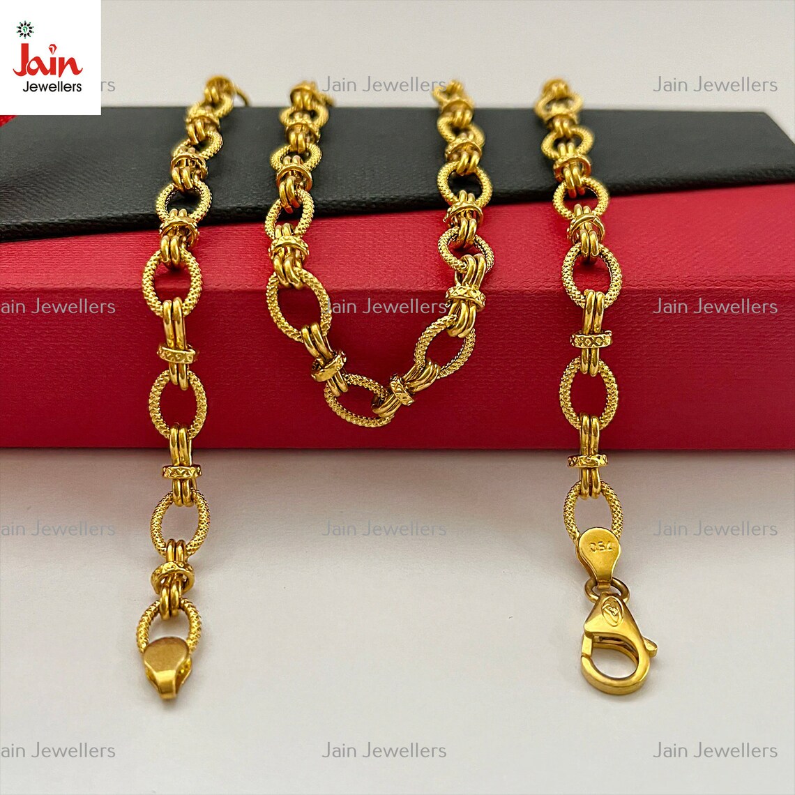 18 Kt, 22 Kt Hallmark Real Gold Cable Link Chain Men's Necklace Width ...