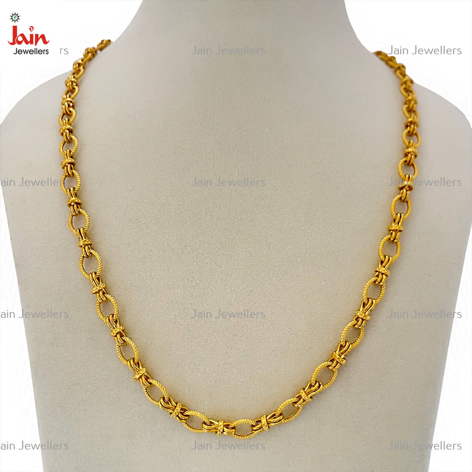 18 Kt, 22 Kt Hallmark Real Gold Cable Link Chain Men's Necklace Width ...