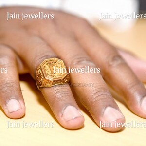 14K ,18K ,22K Real Yellow Gold Letter Personalized Initial Signet Ring ...