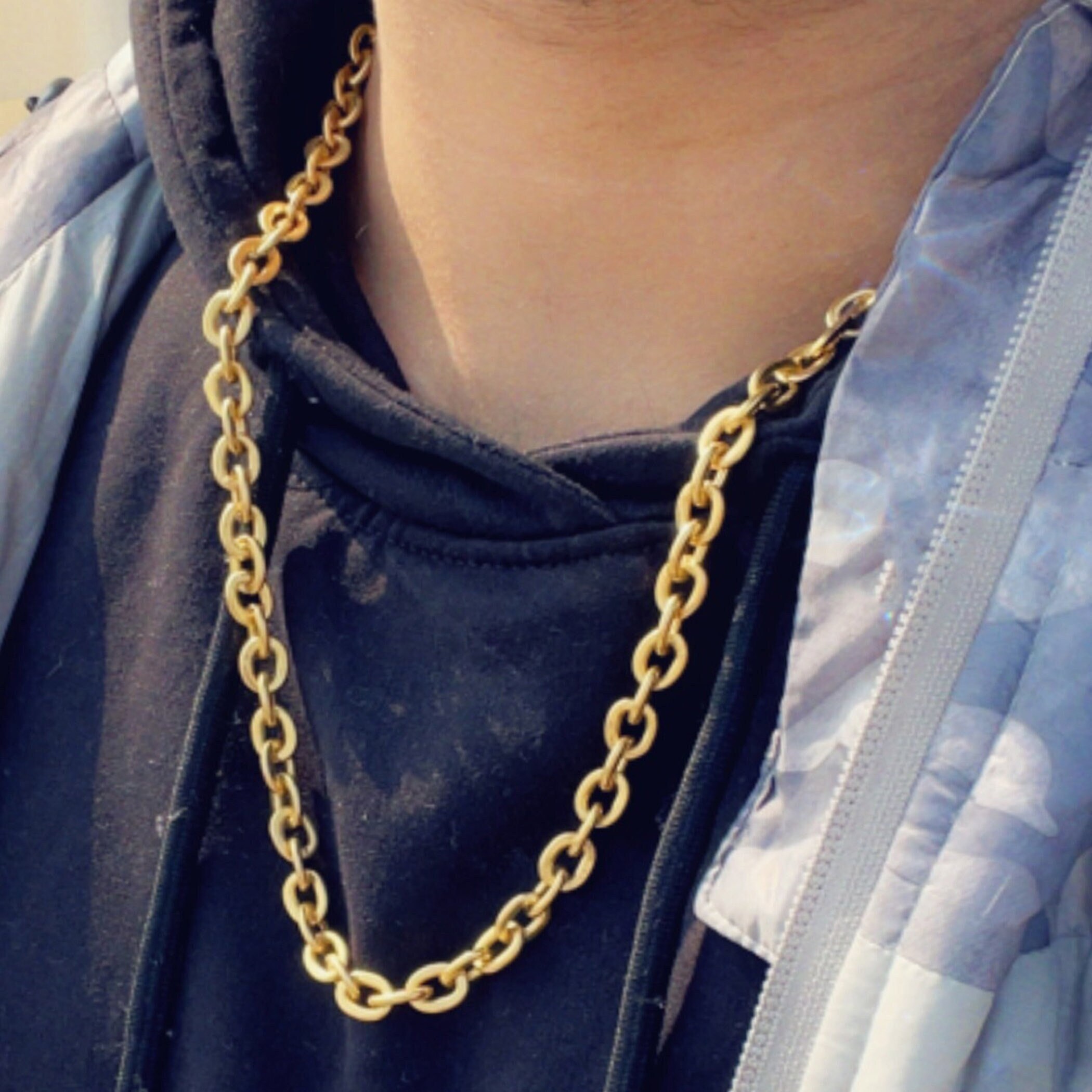 18K 22K Real Solid Yellow Gold Link Chain Hallmark Stamped - Etsy