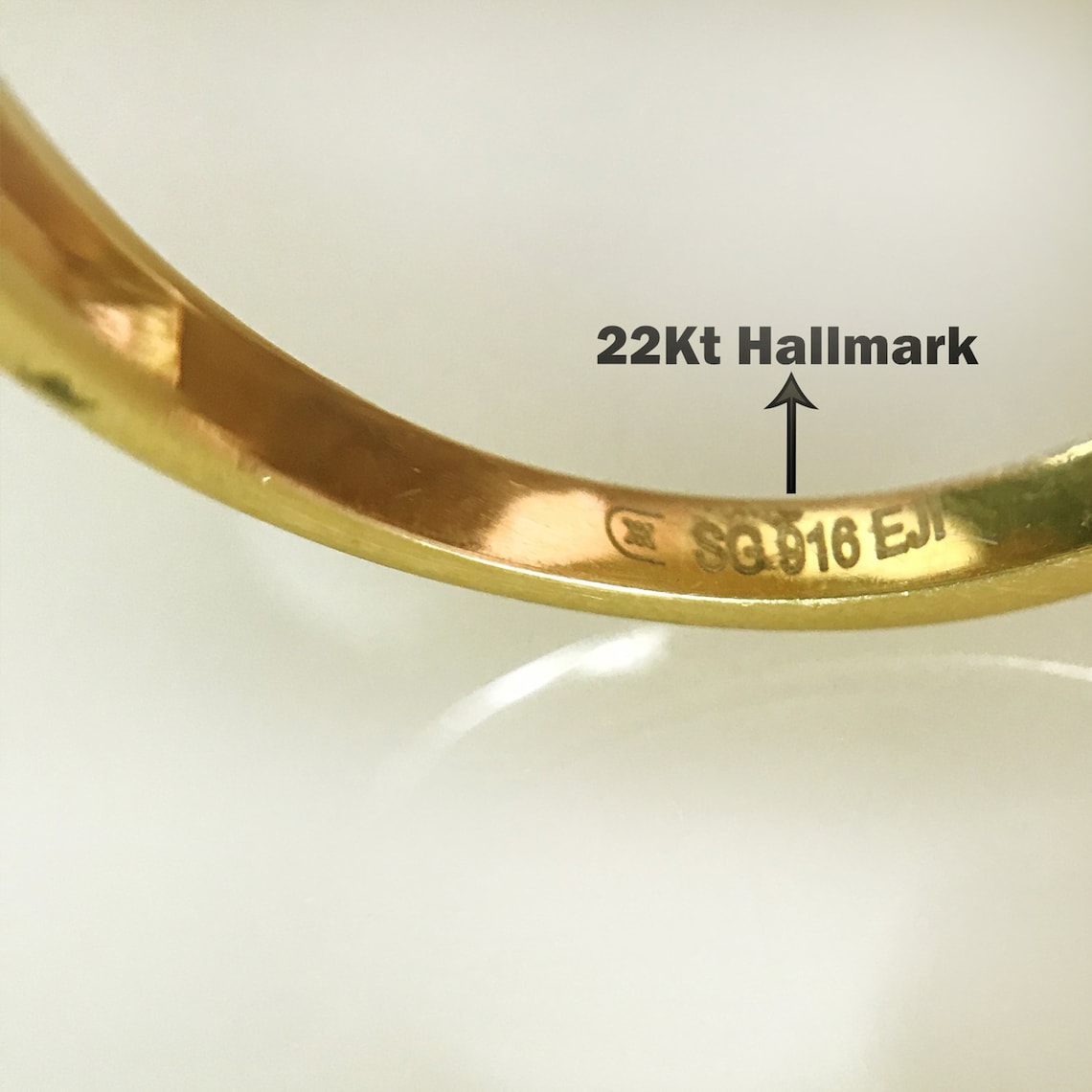 Fine Jewelry 22 Kt Real Solid Yellow Gold Ring Hallmark - Etsy