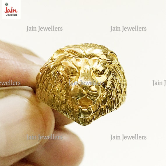 18K 22K Real Solid Yellow Gold Lion Face Ring Hallmark Handmade Unique Ring for Men s Valentine Gift Etsy Israel