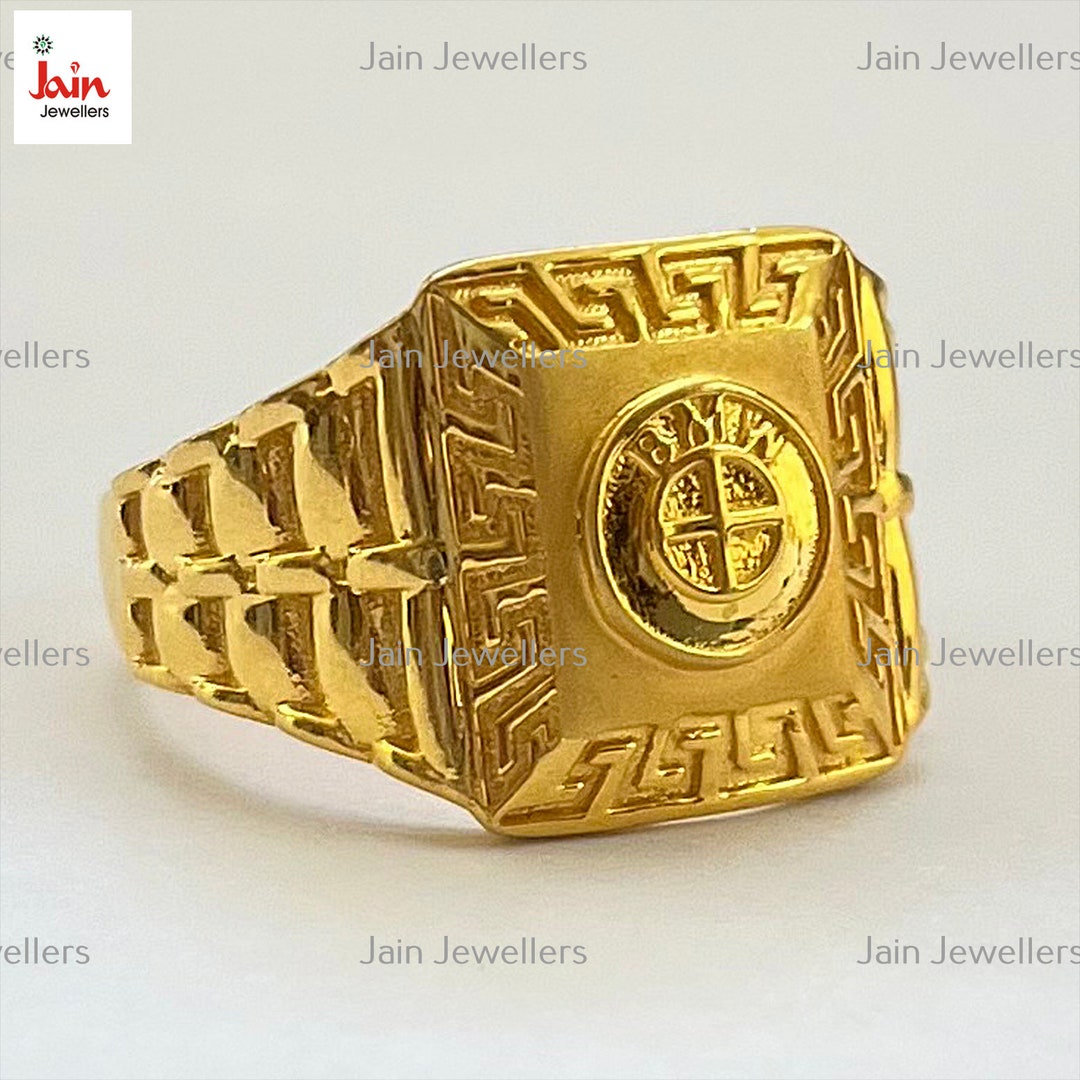 18 Kt, 22 Kt Hallmark Real Solid Yellow Gold BMW Signet Handmade Men's ...