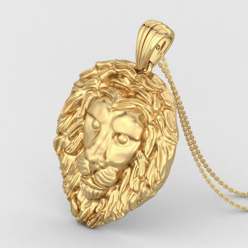 14 Kt 18 Kt 22kt Yellow Gold Lion Face Pendant Hallmark - Etsy