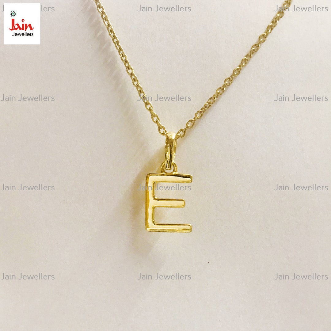 14 Kt, 18 Kt, 22 Kt Real Solid Yellow Gold Alphabet Letter E Initial Pendant, Hallmark Stamped ...