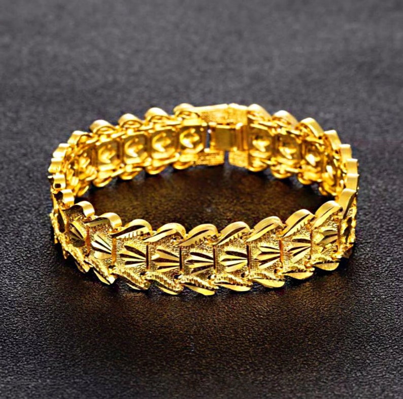 Fine Jewelry 18kt, 22kt Yellow Real Gold Luxury King Bracelet, Hallmark ...