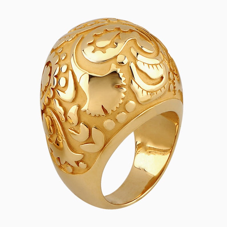 18K 22K Real Solid Yellow Filigree Gold Ring Hallmark - Etsy