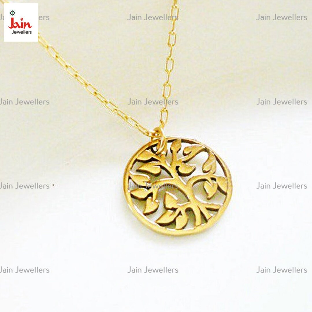 14K Real Yellow Gold Tree of Life Pendant Necklace - Etsy
