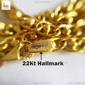 18 Kt, 22 Kt Real Solid Yellow Gold Curb Cuban Chain Hallmark Certified ...