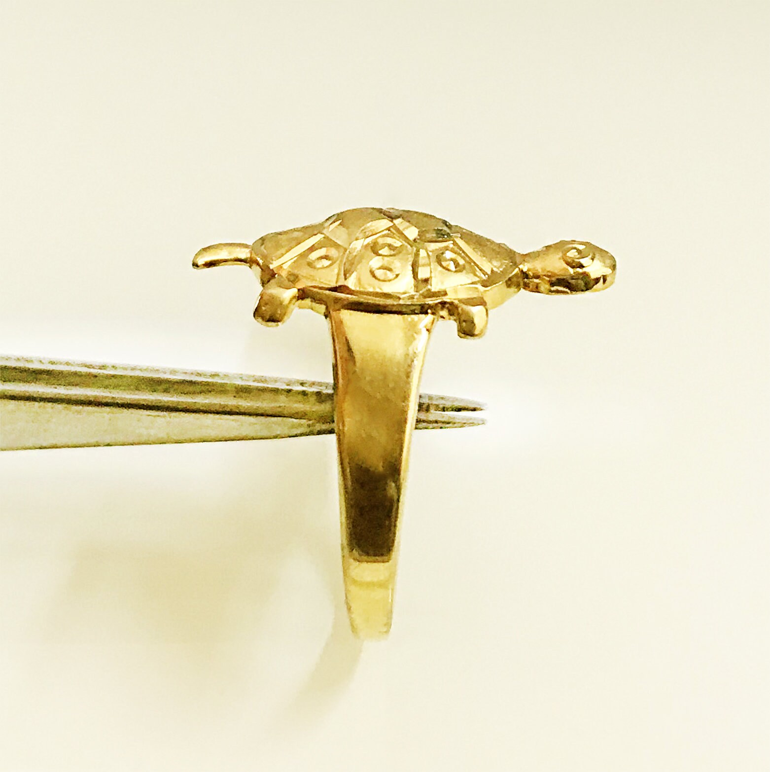 18K, 22K Real Solid Yellow Gold Tortoise Ring, Hallmark Handmade Unique ...