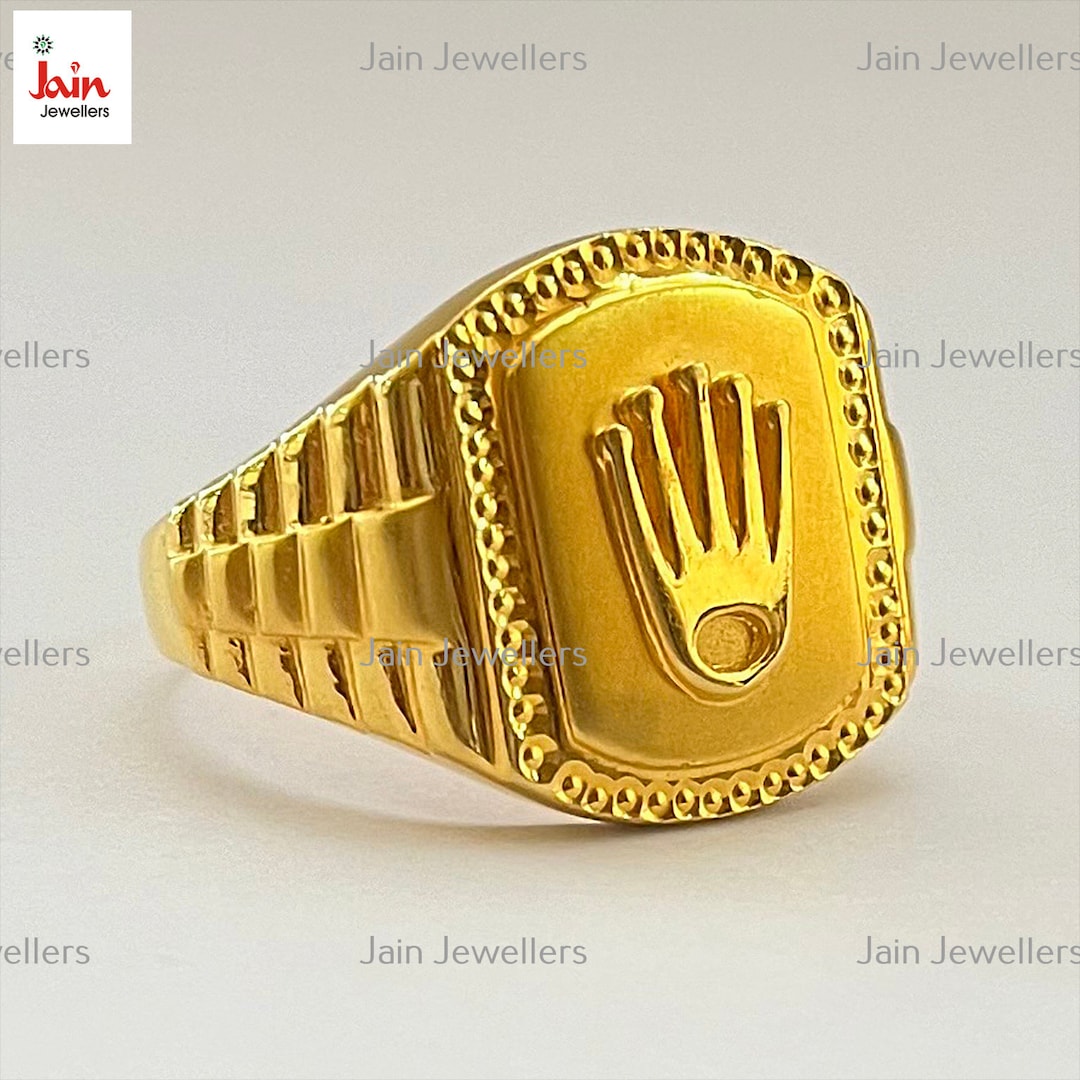 18 Kt, 22 Kt Real Solid Yellow Gold Thing Viking King Crown Signet Men ...