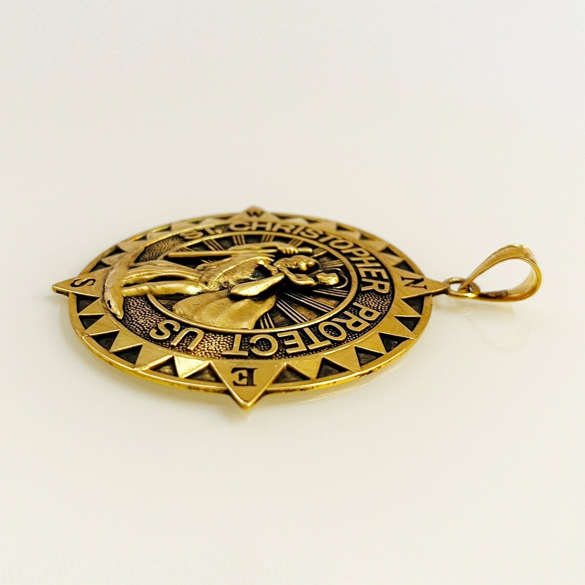 14 K 18K 22K Yellow Gold St. Christopher Catholic Medal - Etsy