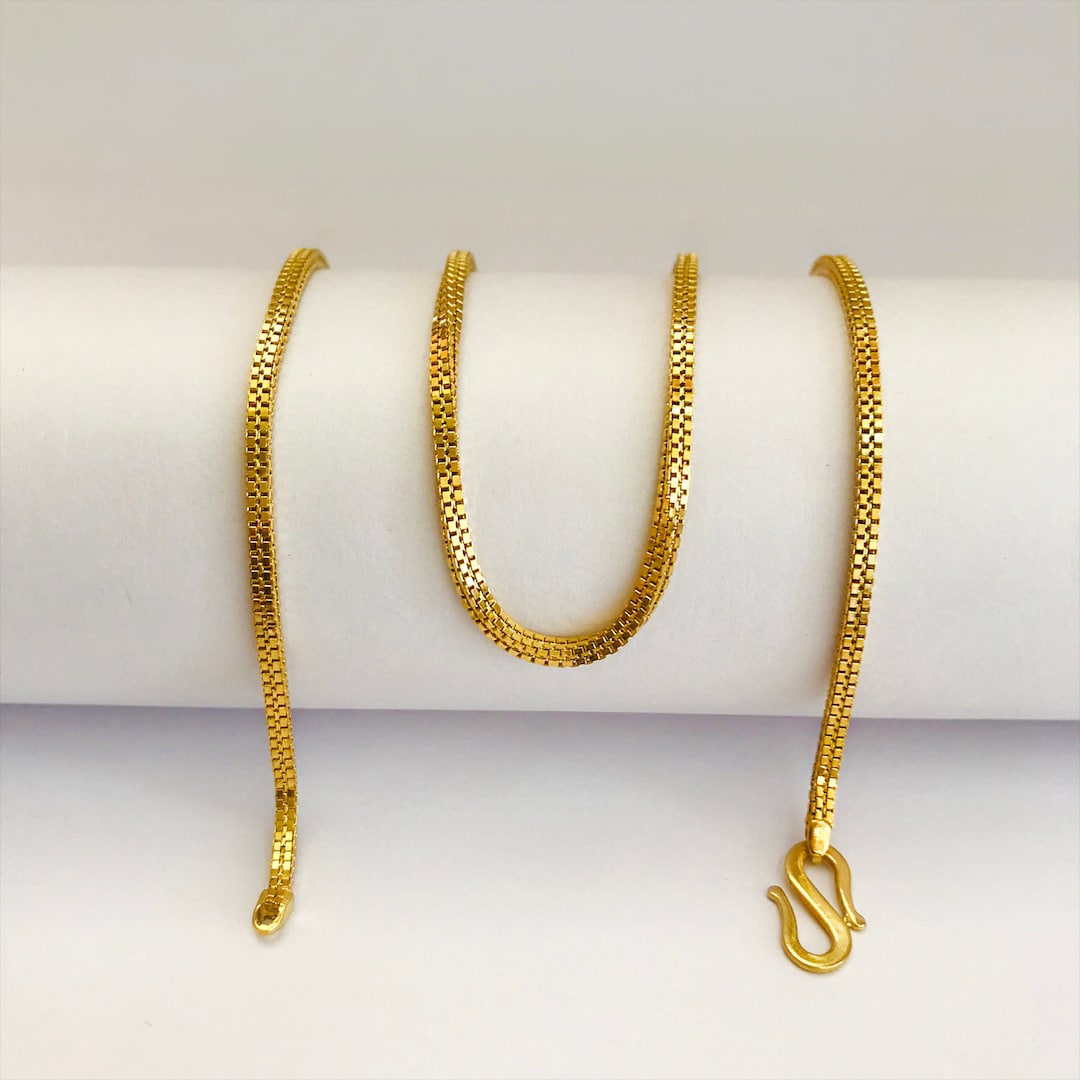 18 Kt 22 Kt Real Solid Yellow Gold Double Link Box Chain - Etsy