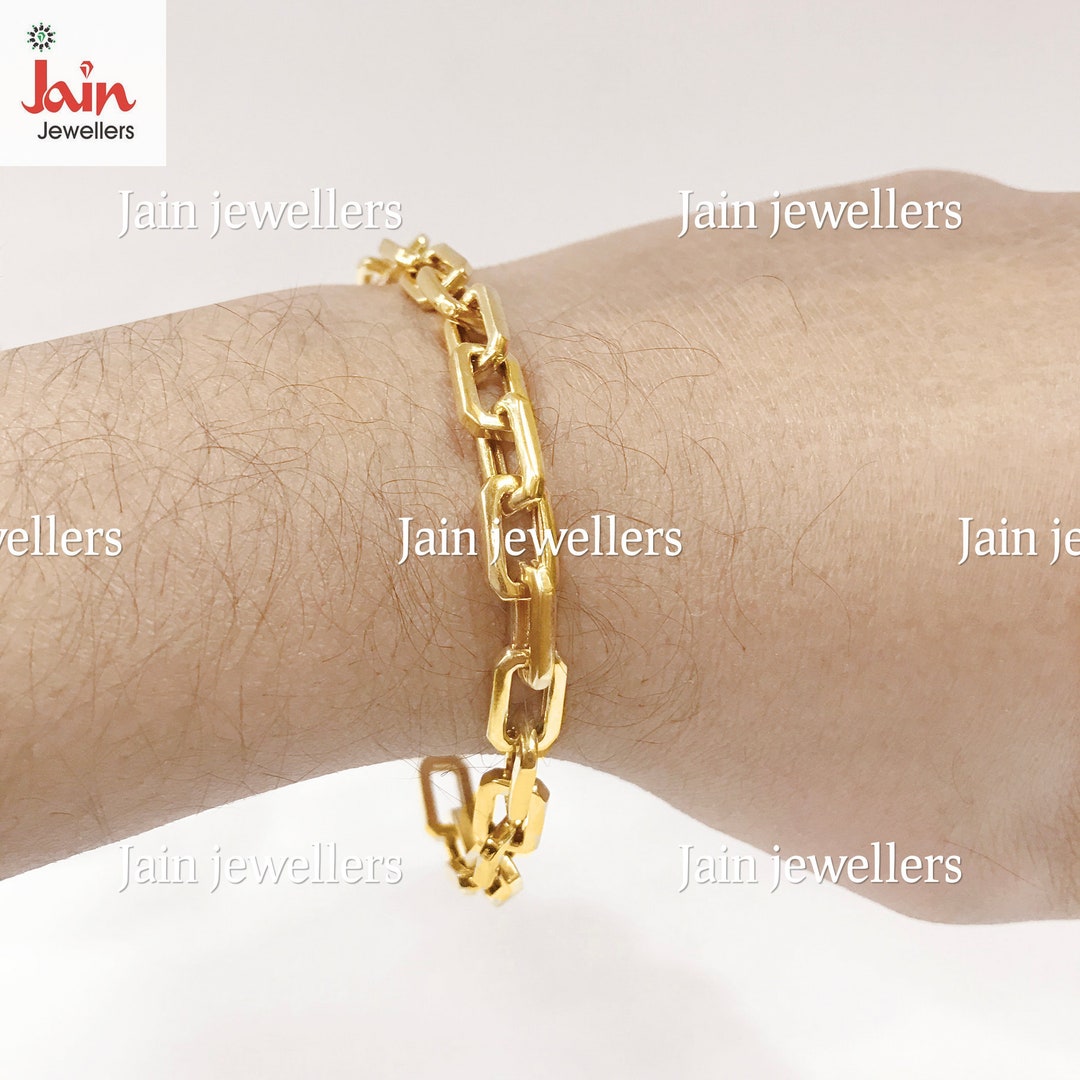 14K, 18K, 22K Real Yellow Gold Box Chain Link Bracelet, Hallmark ...
