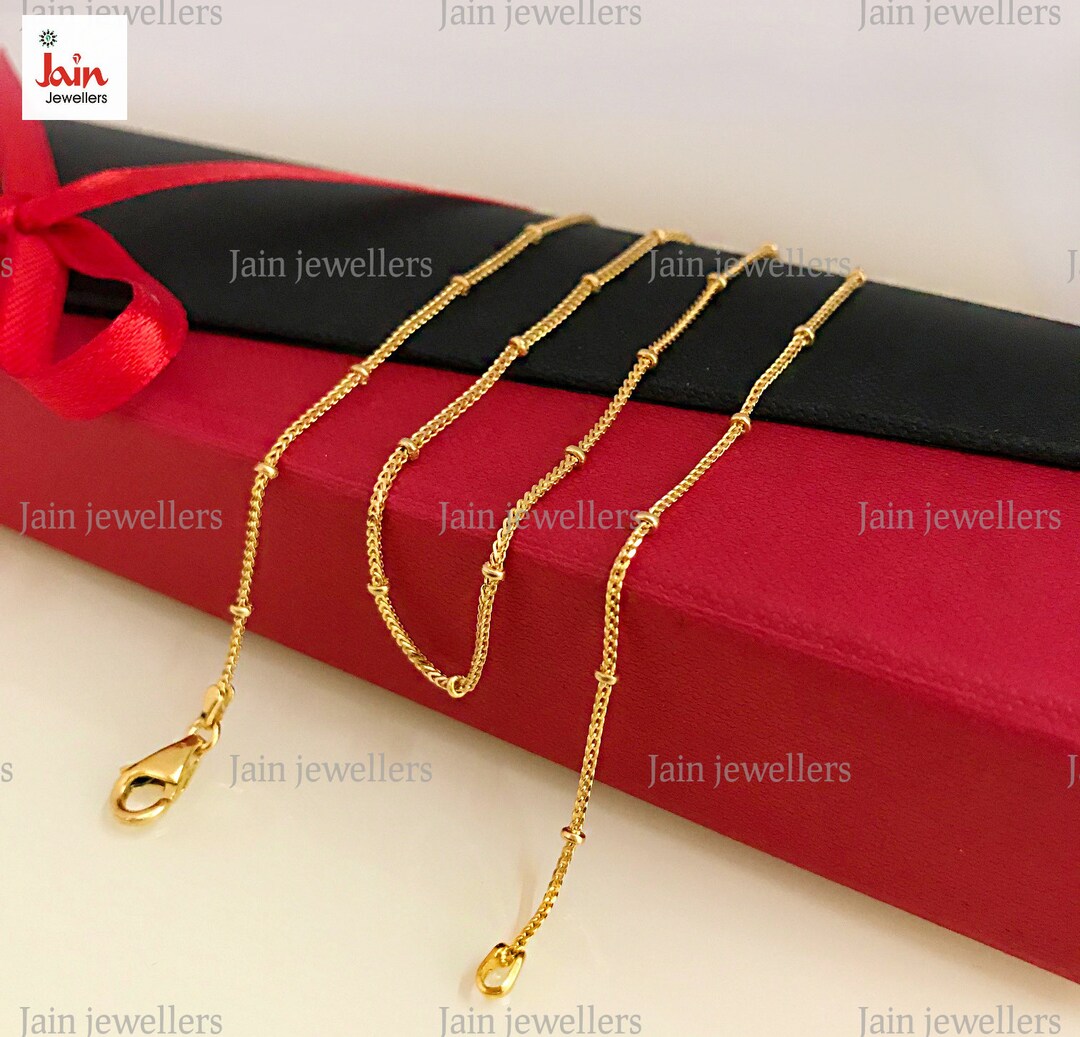 Fine Jewelry 18 Kt, 22 Kt Real Solid Yellow Gold Curb Chain Hallmark ...
