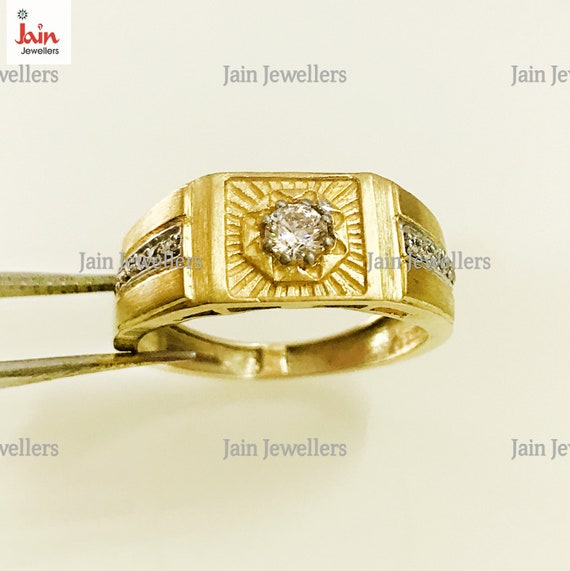 Buy 14K 18K 22K Real Solid Yellow Gold Signet Ring Hallmark Stamped Handmade Cubic Zirconia Matte Designer Signet Men s Gold Ring Online in India Etsy