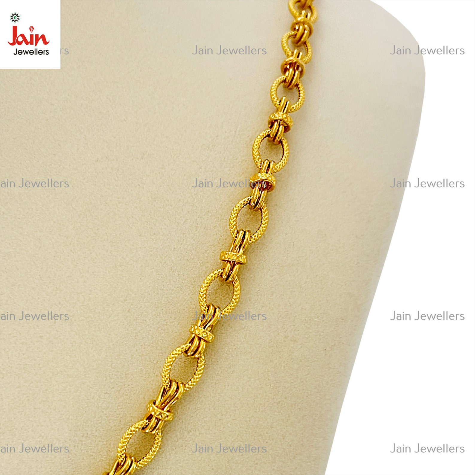 18 Kt, 22 Kt Hallmark Real Gold Cable Link Chain Men's Necklace Width ...