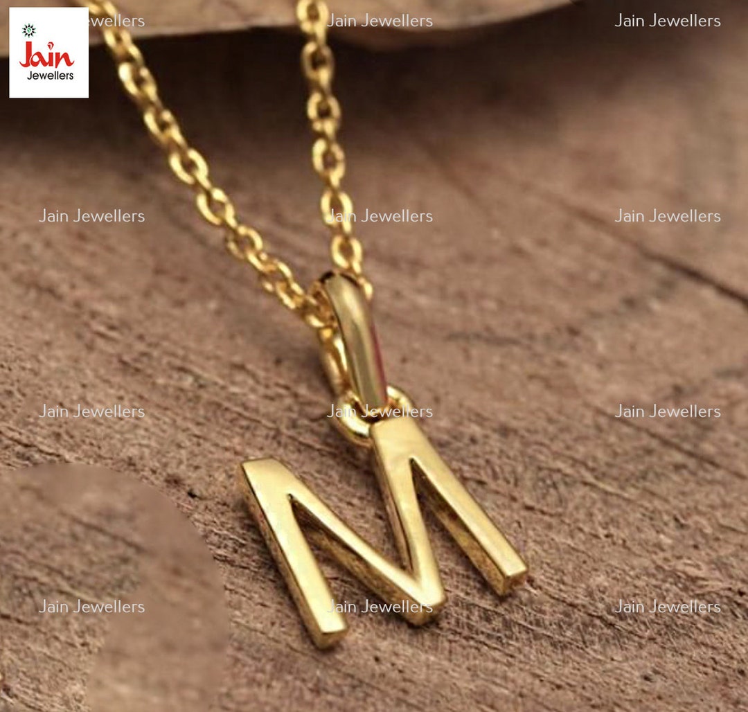 Solid Gold Initial M Pendant: Handmade Unisex Letter Charm - Etsy