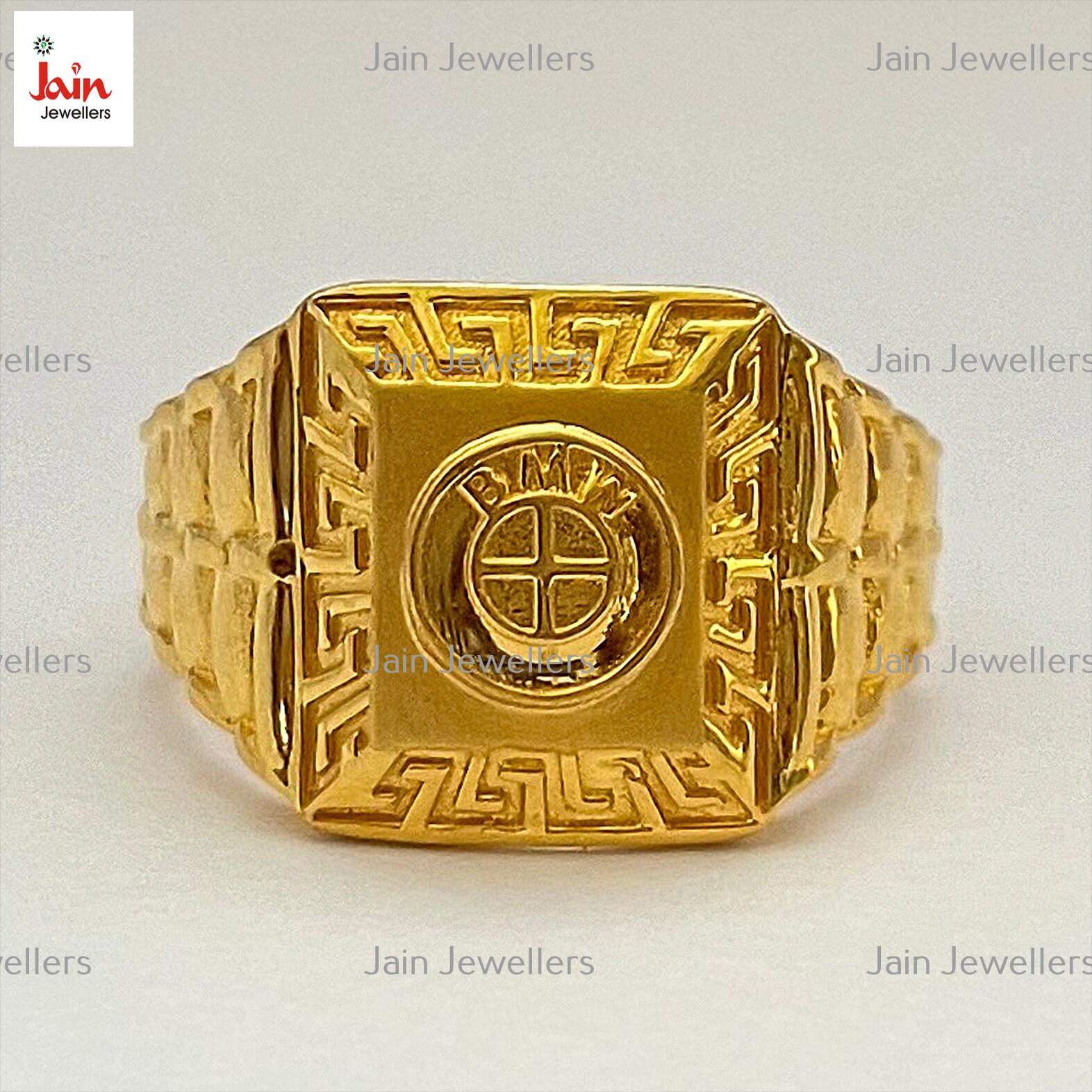 18 Kt, 22 Kt Hallmark Real Solid Yellow Gold BMW Signet Handmade Men's ...