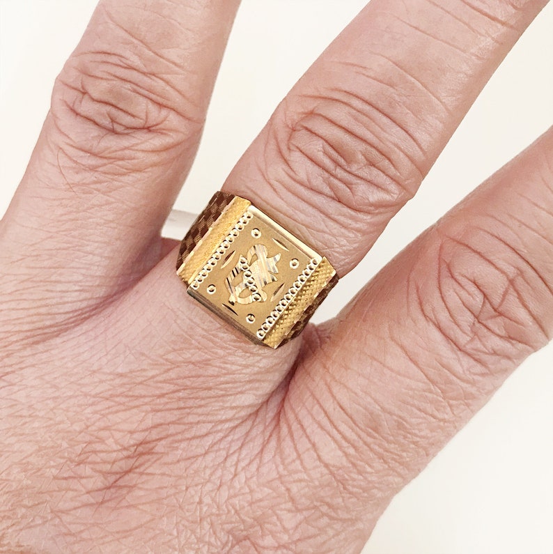 18K 22K Real Solid Yellow Gold Statement Ring Hallmark - Etsy