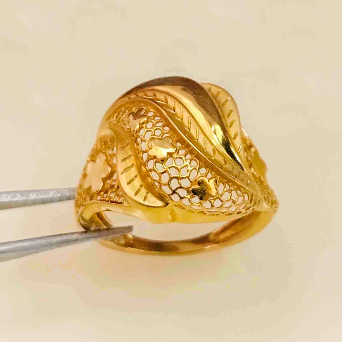 Fine Jewelry 22 Kt Real Solid Yellow Gold Ring Hallmark - Etsy