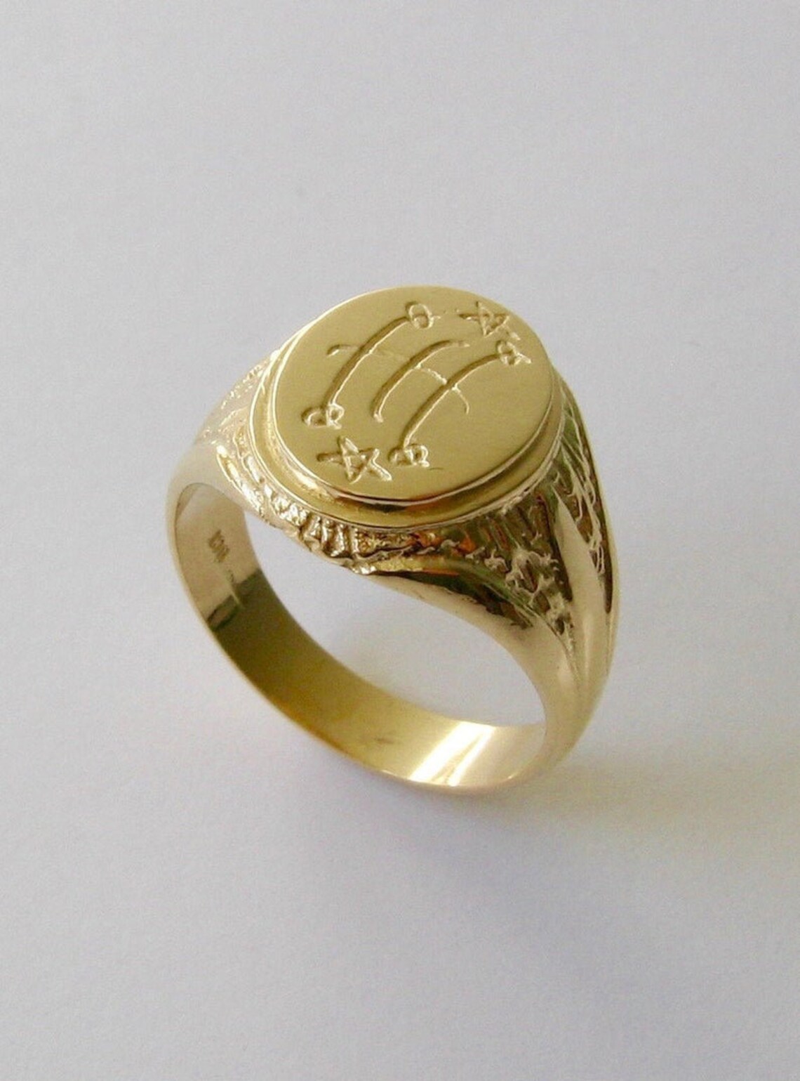 Fine Jewelry 14K, 18K, 22K Real Solid Yellow Gold Round Signet Ring ...