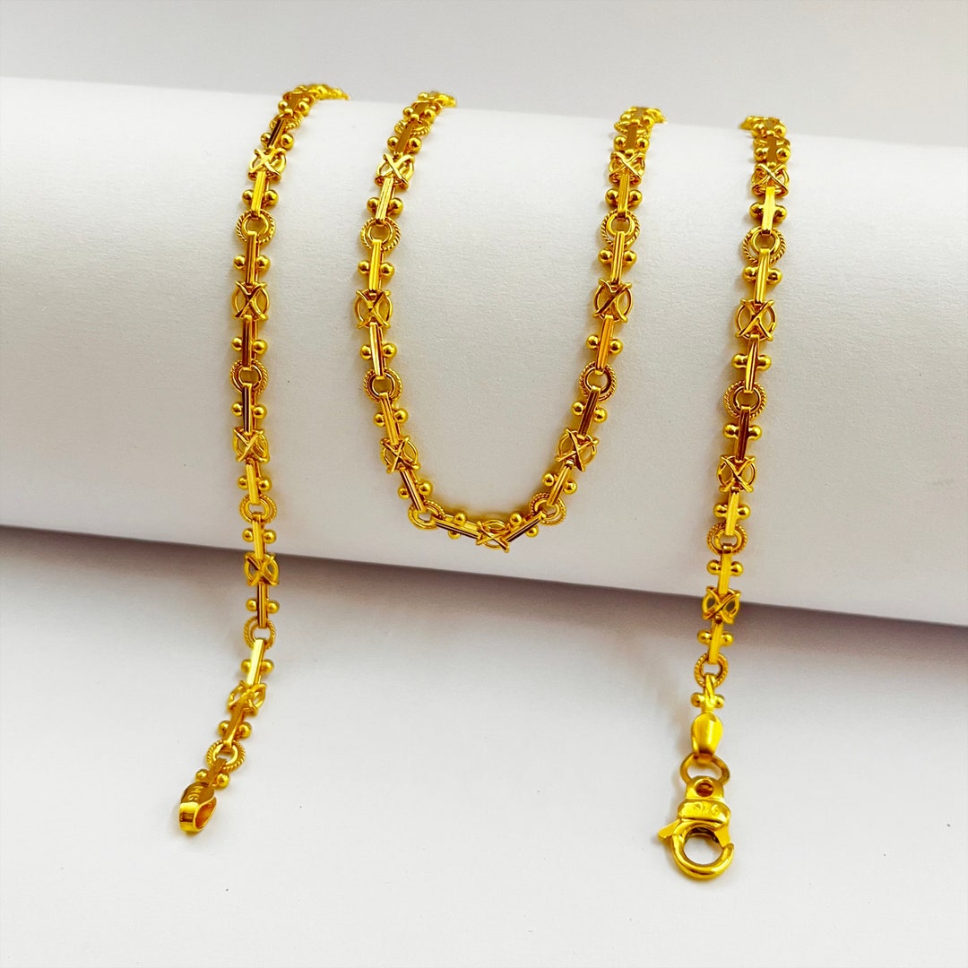 18kt 22kt Real Yellow Gold Cuban Cross Link Chain Hallmark - Etsy