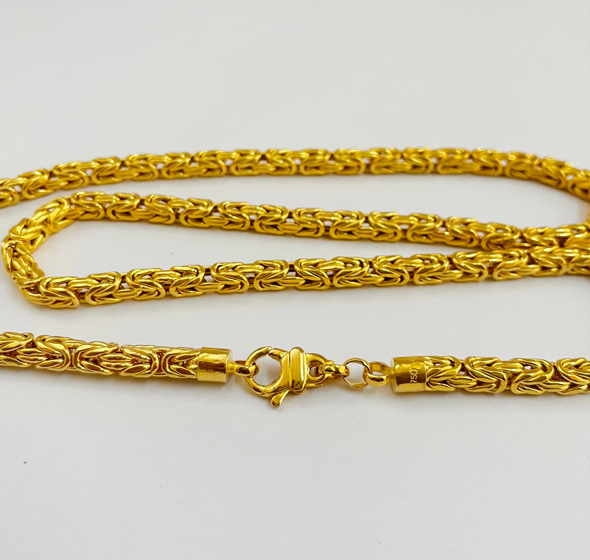 Fine Jewelry 18 Kt, 22 Kt Real Solid Yellow Gold Byzantine Chain ...