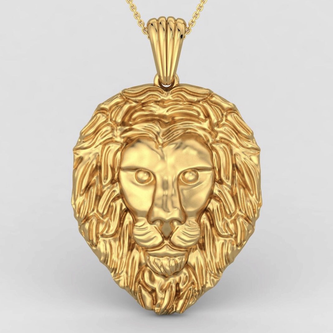 14 Kt 18 Kt 22kt Yellow Gold Lion Face Pendant Hallmark - Etsy