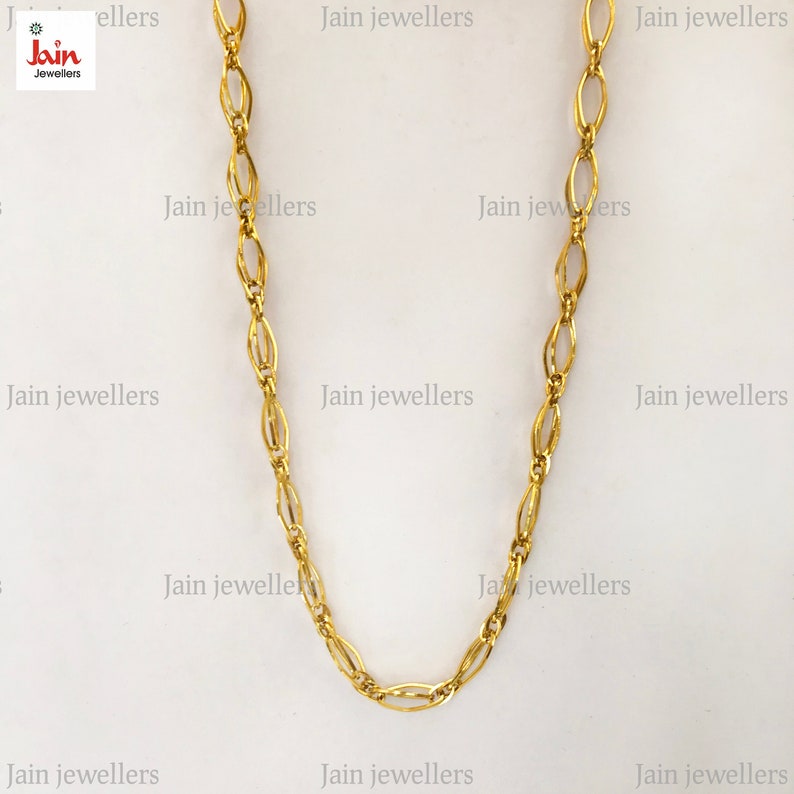18 Kt, 22 Kt Real Solid Yellow Gold Double Cuban Link Long Chain ...