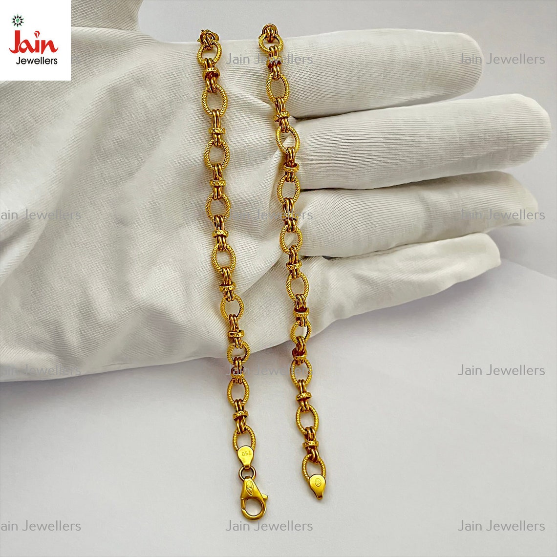 18 Kt, 22 Kt Hallmark Real Gold Cable Link Chain Men's Necklace Width ...