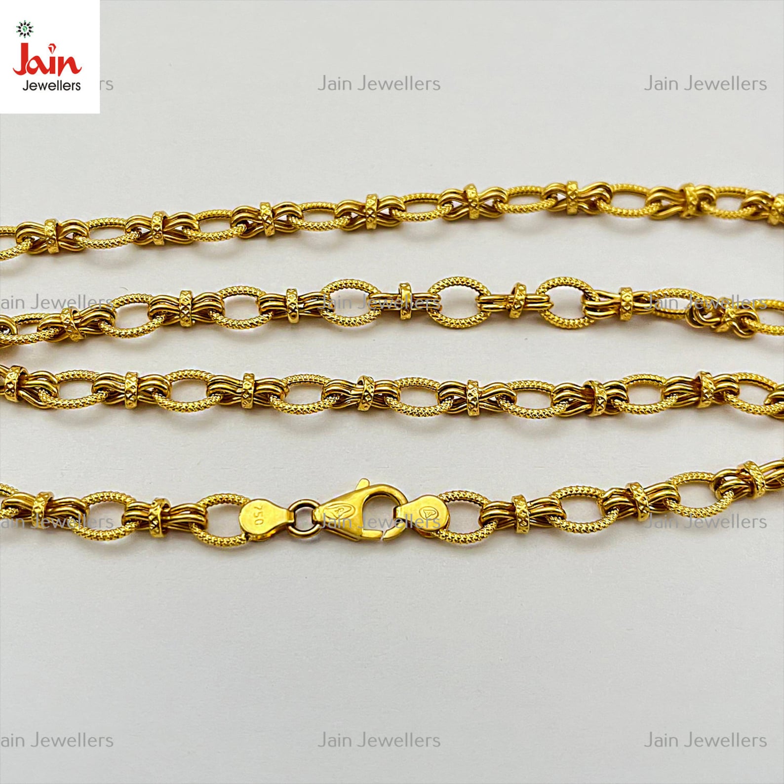 18 Kt, 22 Kt Hallmark Real Gold Cable Link Chain Men's Necklace Width ...